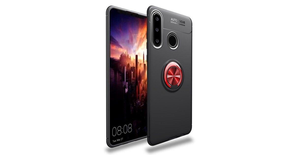TPU gel maska "Multi Ring" za Huawei Y6p - crno-crvena - gizzmo.hr