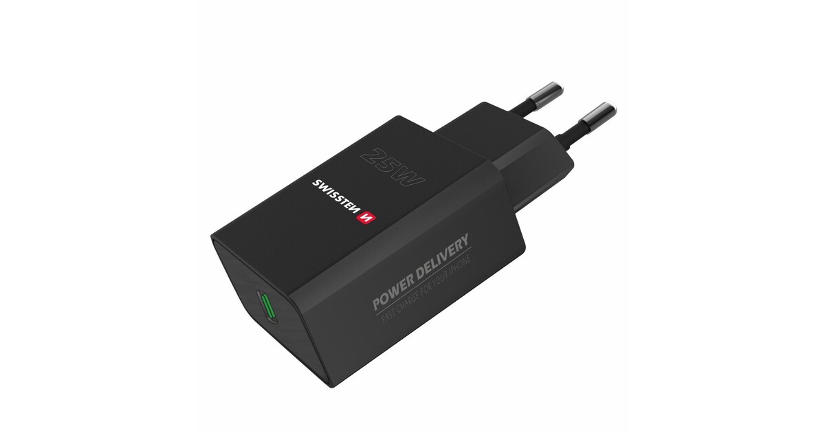 Punjač za telefon Swissten - zidni punjač 25W s USB-C PD utorom za ...